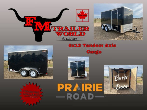 2025 Prairie Road 6x12 Cargo Trailer Tandem Axle Black Barn Door ...