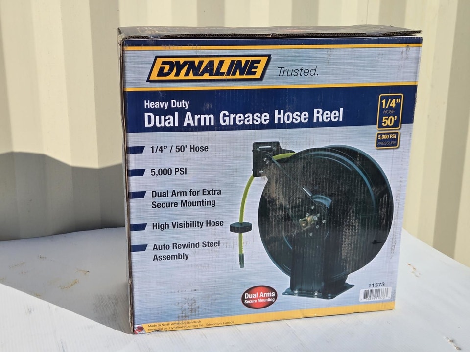 Dynaline Heavy Duty Dual Arm Auto Rewind Grease Reel with Hose | Heavy ...