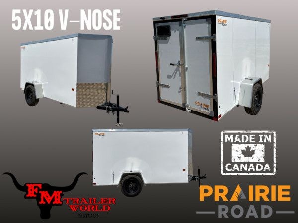 2025 Prairie Road 5'x10' Cargo Trailer Single Axle Barn Door Whi ...