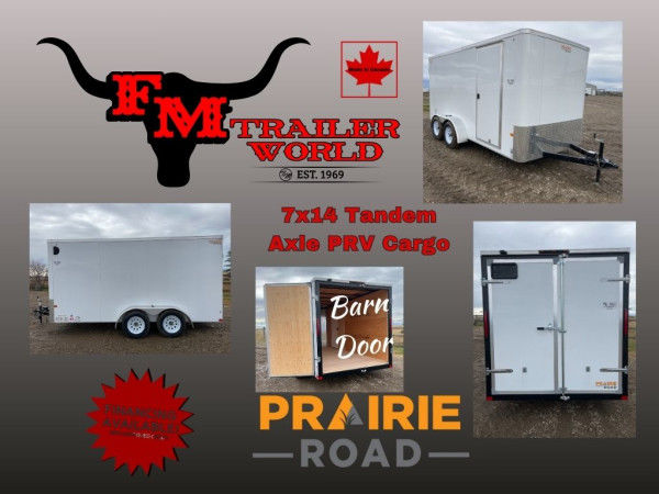2023 Prairie Road 7x14 Cargo Trailer Tandem White Barn Doors 2x3 ...