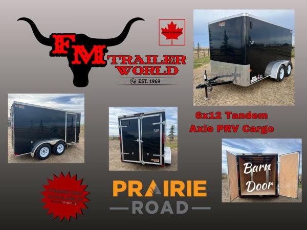 2023 Prairie Road 6x12 Cargo Trailer Tandem Axle Black Barn Door ...