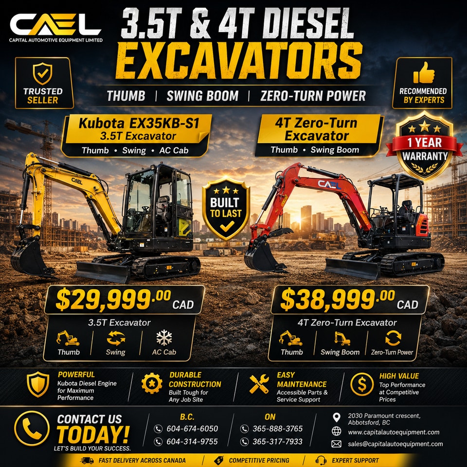 2026 CAEL Diesel Excavators 3.5T & 4T Kubota Engine certified | Heavy ...