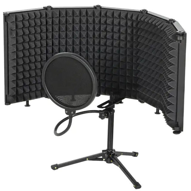 Foldable Studio Recording Microphone Isolation Shield with Pop F | Home ...