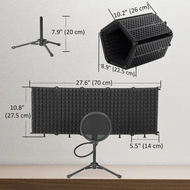 Foldable Studio Recording Microphone Isolation Shield with Pop F | Home ...