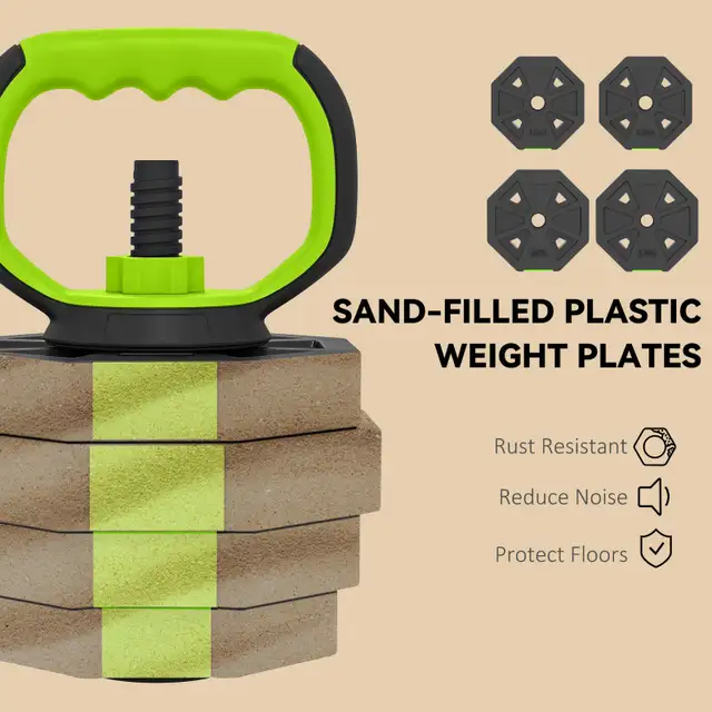 Soozier 4-in-1 Adjustable Dumbbell Set, Used as Kettlebell, Barb ...