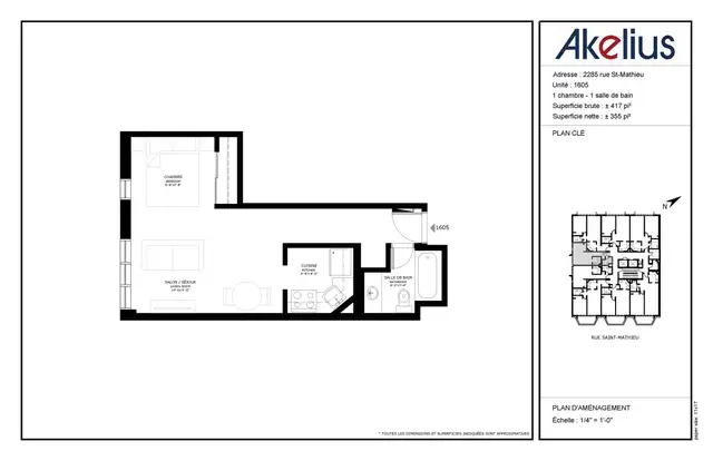 modern one-bedroom apartment near Guy Concordia - ID 4160 | Long Term ...