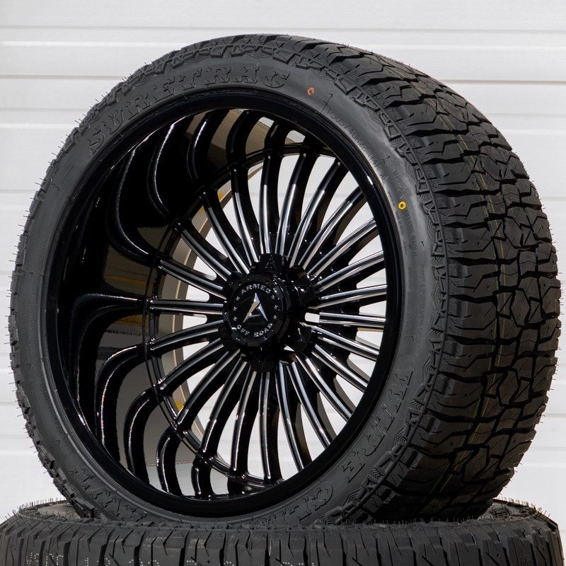 22x12 Gloss BLACK MILLED Wheel with HUGE -44 Offset! Armed FORCE ...