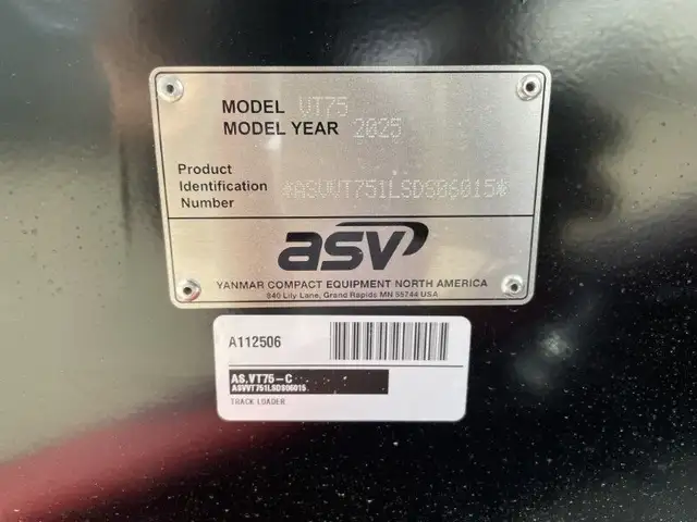 2025 ASV VT-75-1C COMPACT RUBBER TRACK LOADER | Heavy Equipment ...