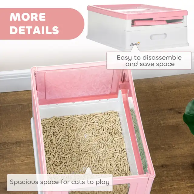 Top Entry Enclosed Kitty Litter Box with Scoop, Tray, Front Entr ...