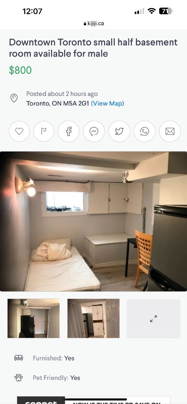 Downtown Toronto one small basement room available | Room Rentals ...