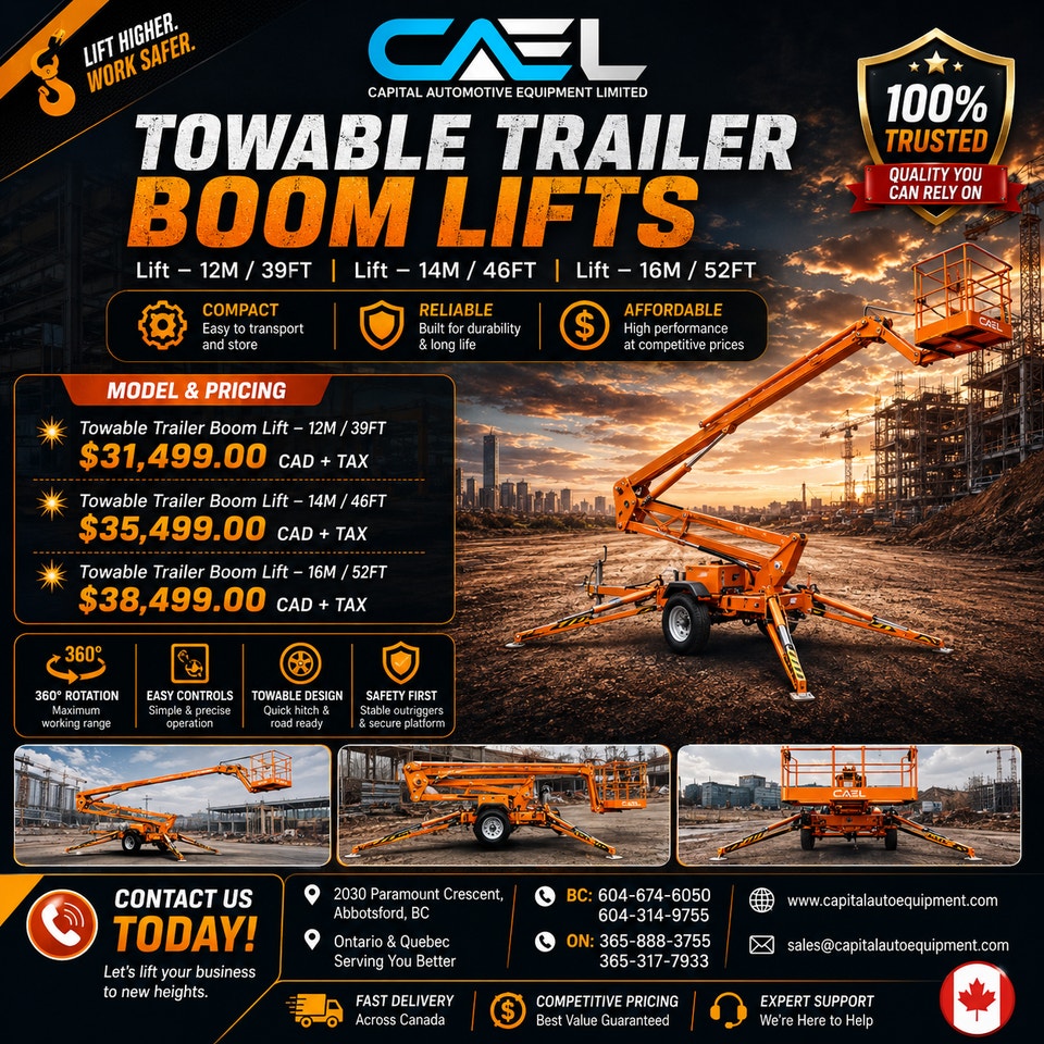 2026 CAEL New Towable Trailer Boom Lifts Warranty | Heavy Equipment ...