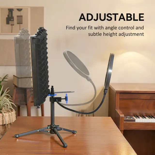 Foldable Studio Recording Microphone Isolation Shield with Pop F | Home ...