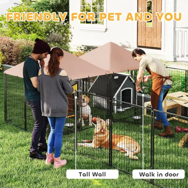Large Outdoor Dog Kennel with 2 Rooms, Rotating & Adjustable Hei ...