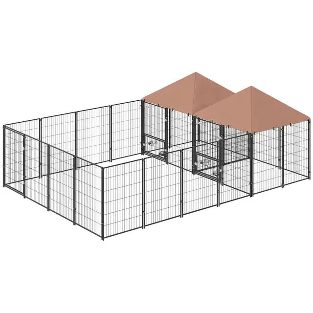 Large Outdoor Dog Kennel with 2 Rooms, Rotating & Adjustable Hei ...