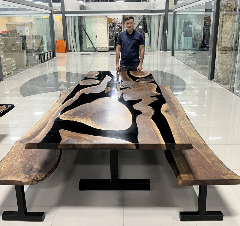 Table with live edges and epoxy river or ocean | Dining Tables & Sets ...