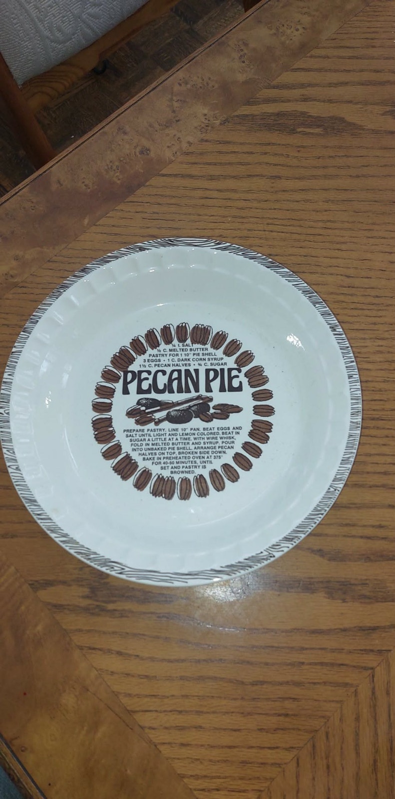 Cute vintage Royal China Pecan Pie Recipe Plate, part of the "Co | Arts ...