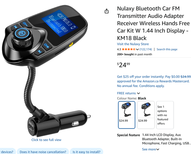 Nulaxy Bluetooth Car FM Transmitter Audio Adapter Receiver | General ...