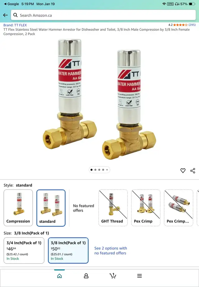 Two new water hammer arresters | Plumbing, Sinks, Toilets & Showers ...