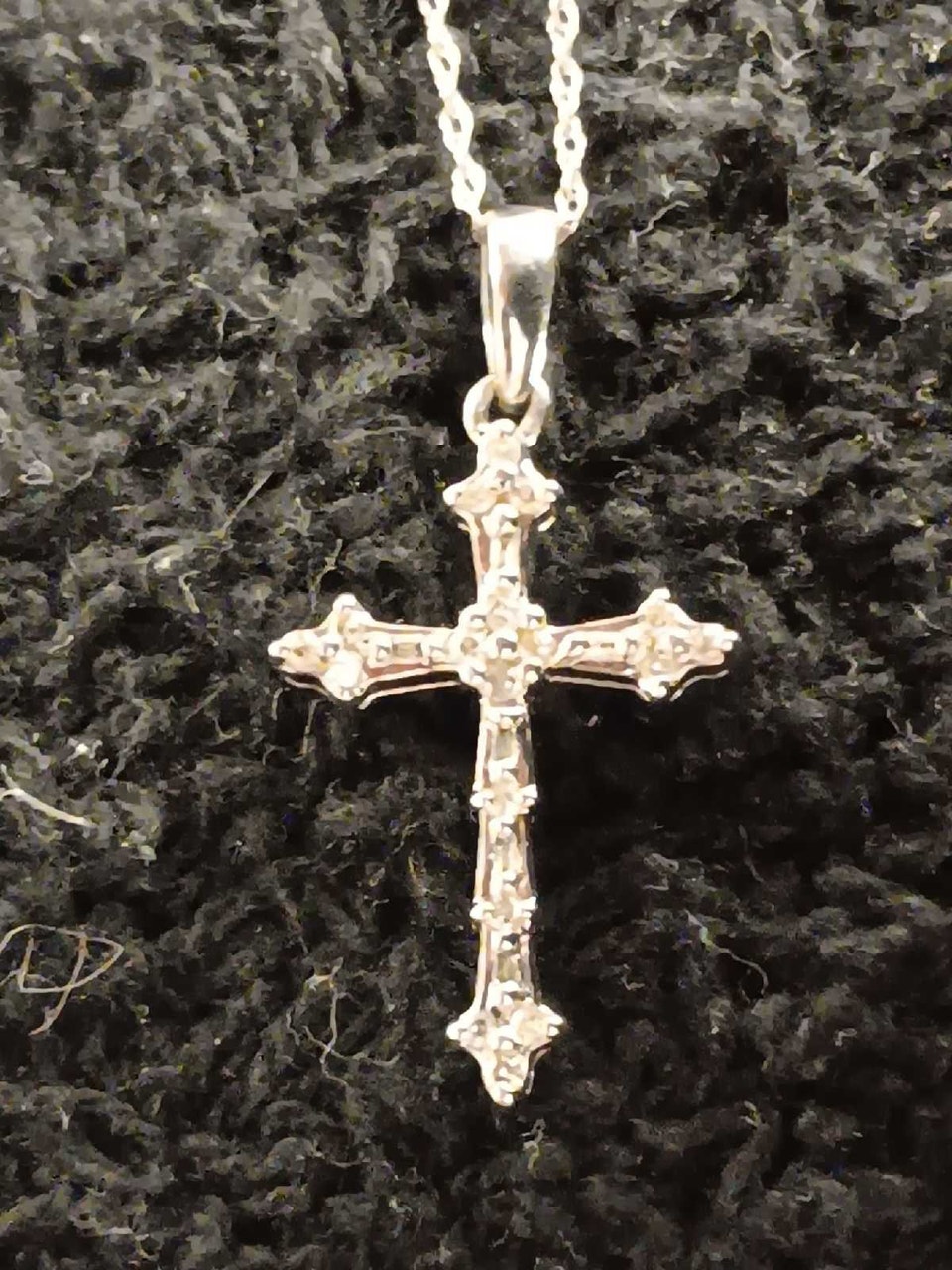 10k white gold and diamonds cross necklace | Jewellery & Watches ...