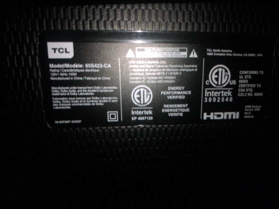 65” TCL Roku TV - 65S423-CA (Broken Screen) | TVs | Markham / York ...