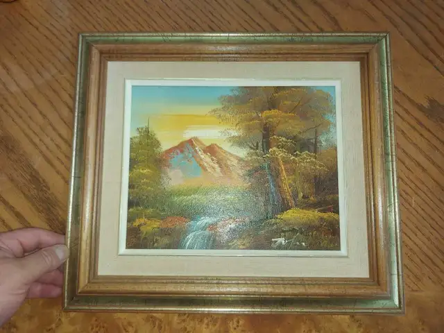 Vintage small 8" by 10" oil on canvas mountain landscape paintin | Arts ...