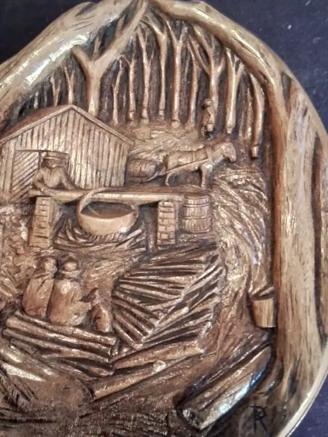 Vintage Karl Rothhammer Wood Carving - Sugar Bush Scene | Arts ...