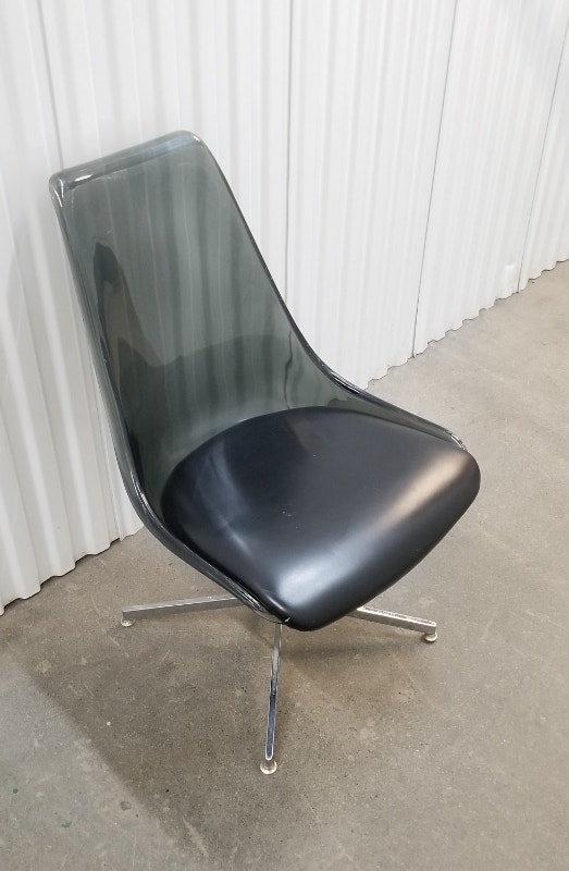 Black mcm swivel chair Lucite bucket seat chrome steel frame | Chairs ...