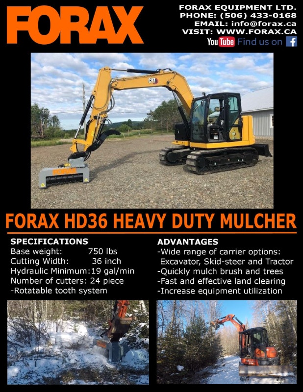 Forax HD36 Mulcher Attachment For 5-Ton to 13-Ton Excavators | Heavy ...