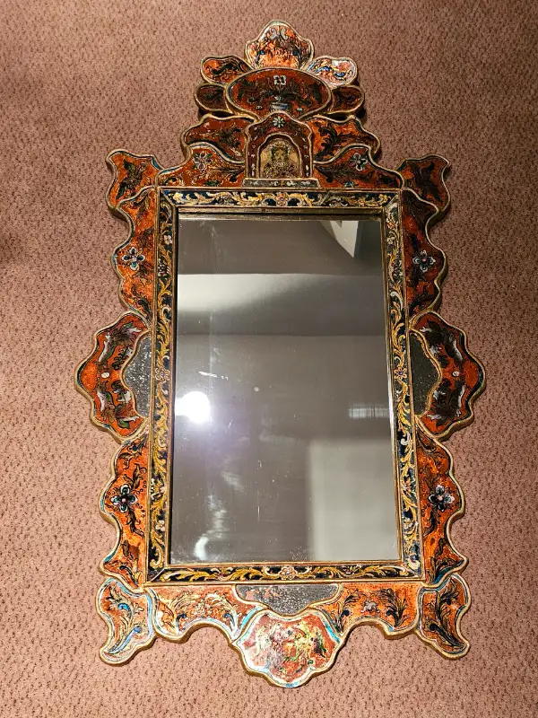 LARGE ANTIQUE PERUVIAN REVERSE PAINTING GLASS MIRROR | Home Décor ...