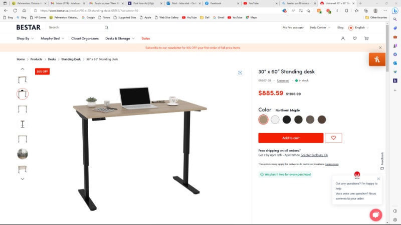 New. Bestar Power Standing Desk. 30x60. In Box. And More | Desks ...