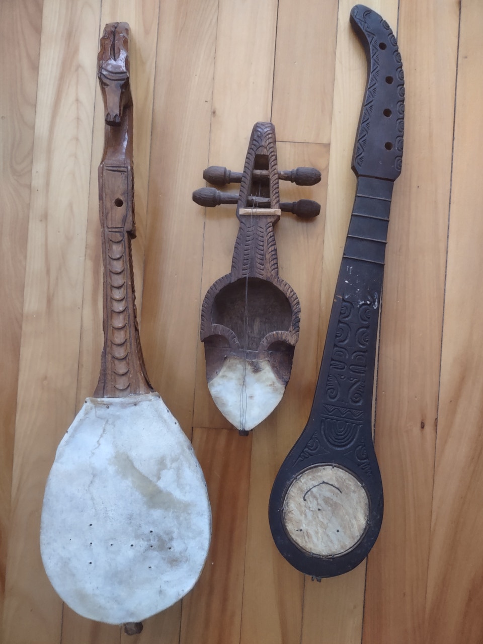 3 primitive folk art musical banjo for decoration or restore | Guitars ...