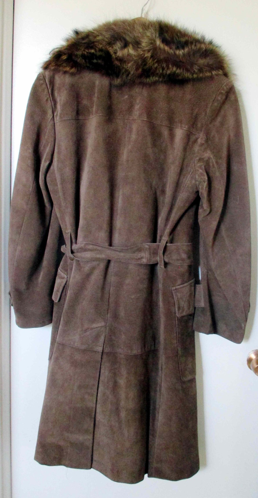 Men’s Brown Suede Leather Coat Fur Collar MT11 | Men's | City of ...