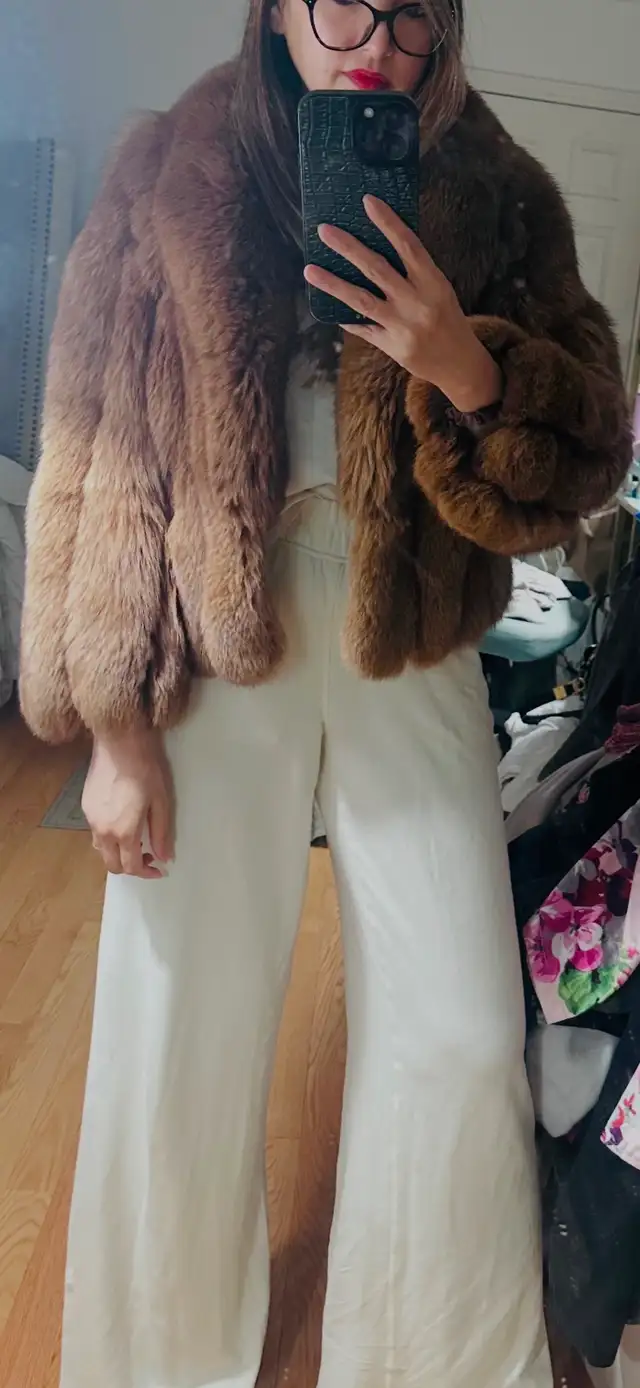 Brown Fox Fur Jacket (Real) | Women's - Tops & Outerwear | City of ...