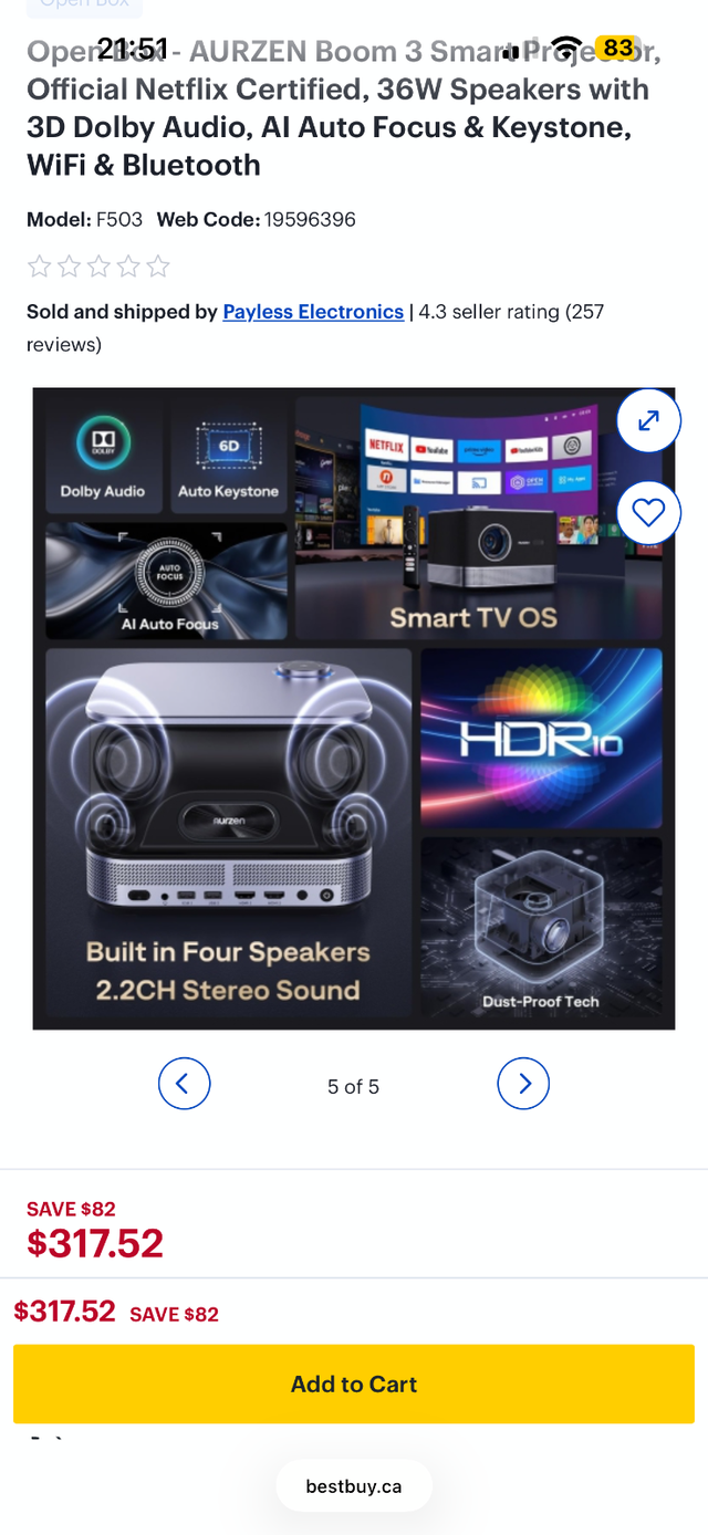 Smart Projector Netflix Certified 36W 3D Dolby Audio Speakers AI | TVs ...