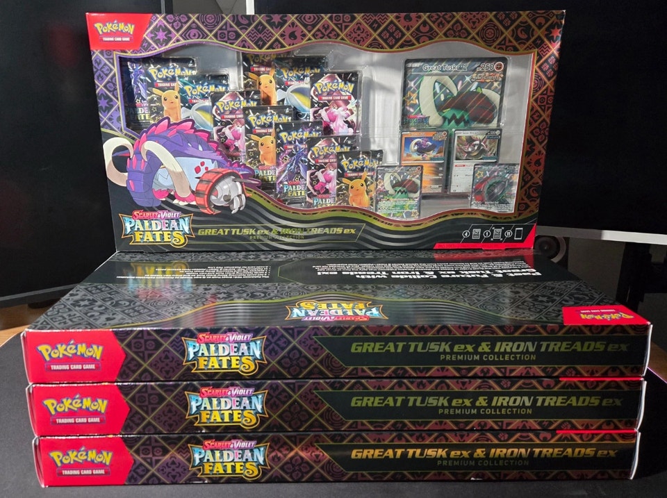 Pokemon Paldean Fates Great Tusk ex & Iron Threads ex Collection | Arts ...