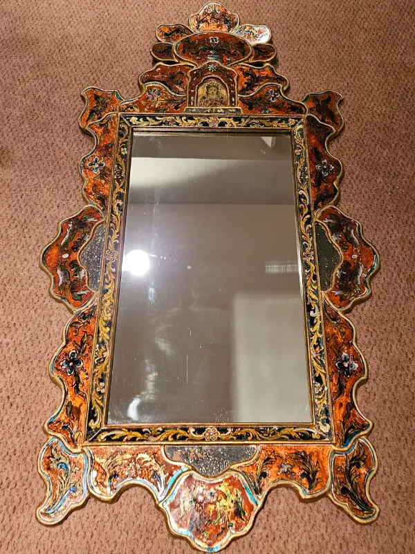 LARGE ANTIQUE PERUVIAN REVERSE PAINTING GLASS MIRROR | Home Décor ...