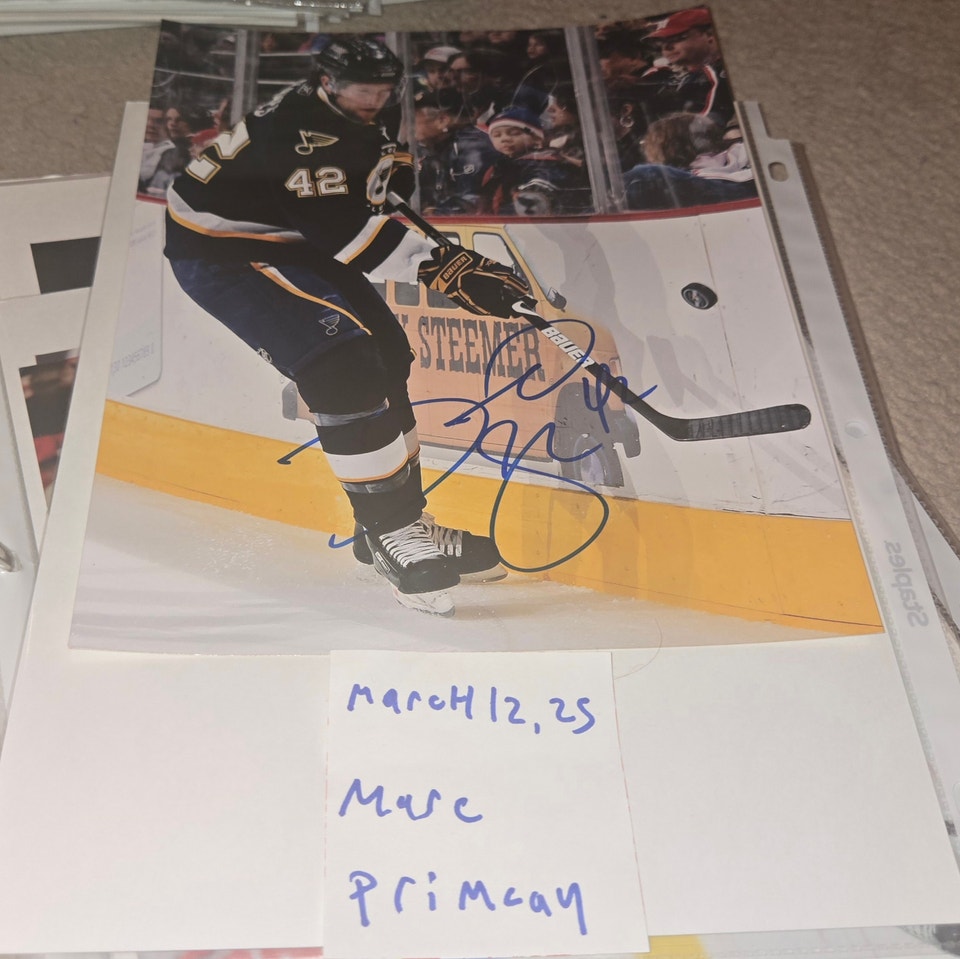 David Backes signed 8x10 photo and puck Blues Bruins Hockey | Arts ...