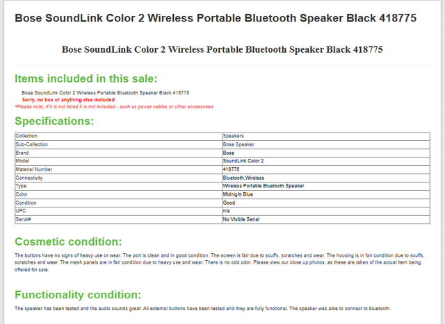 Bose SoundLink Color 2 Wireless Portable Bluetooth Speaker Black ...