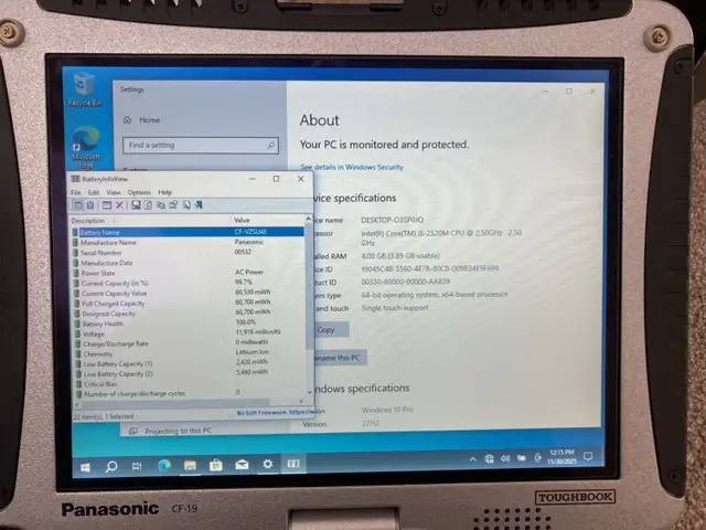 Panasonic Toughbook CF-19 i5-2520M 4G RAM 500g HDD with battery ...