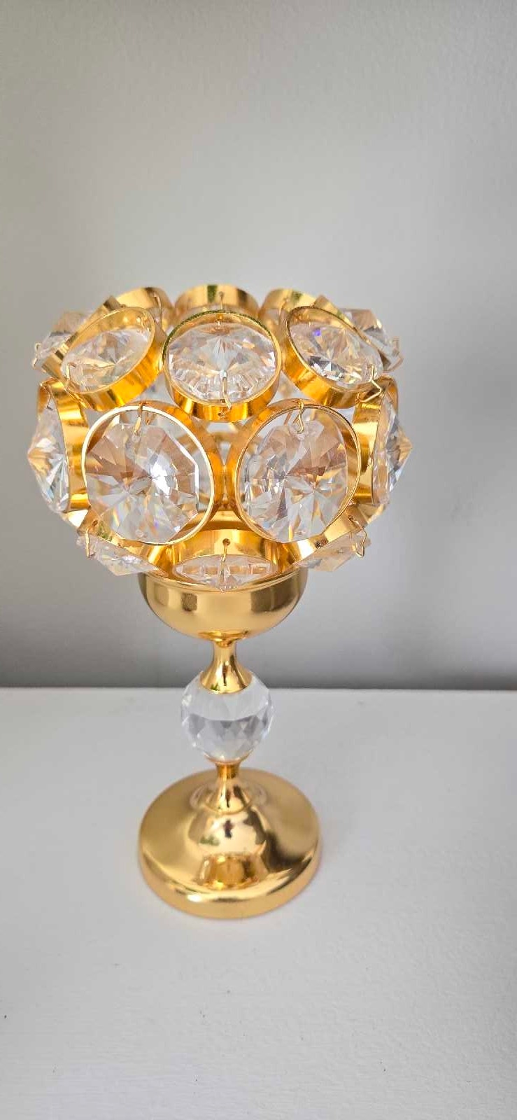Gold Crystal Candle Holder / Centerpiece (8” Tall) | Home Décor ...
