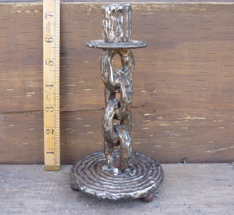 Vintage Wrought Iron Melted Look Candlestick Holder Sculpture | Hand ...