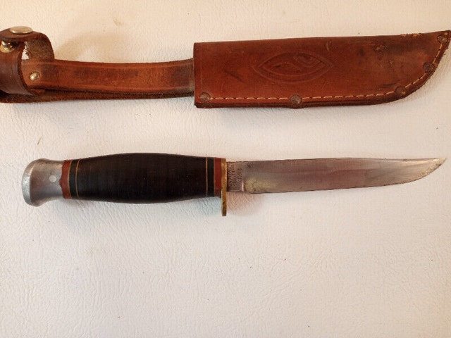 Vintage England H20 Premier Lifetime Knife with Leather Sheath | Arts ...