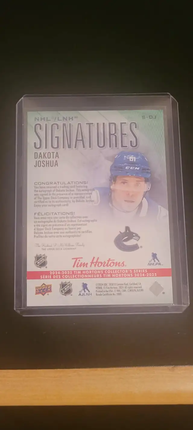 2024-25 TIM HORTONS 10th EDITION DAKOTA JOSHUA SIGNATURES REDEMP | Arts ...