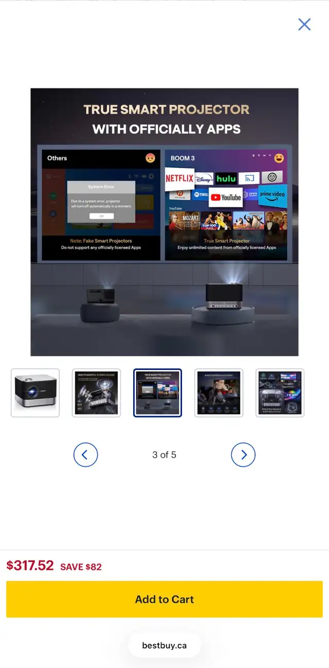 Smart Projector Netflix Certified 36W 3D Dolby Audio Speakers AI | TVs ...