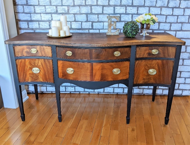 Rustic Farmhouse Black Drexel Antique Sideboard Buffet Server | Hutches ...