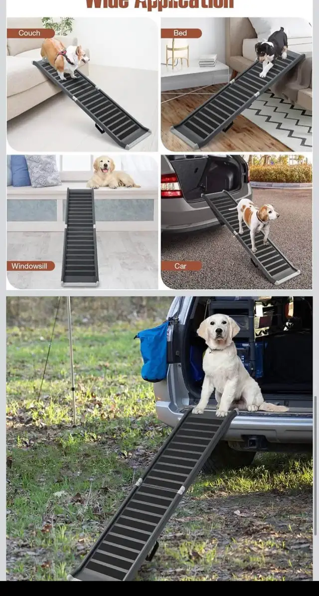 63 Inch Folding Portable Pet Ramp for Large Old Dogs SUV Truck B ...