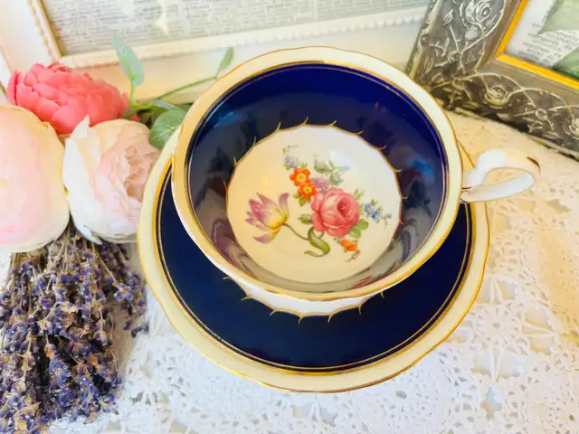 Aynsley Cobalt Blue and Gold Teacup and Saucer | Arts & Collectibles ...