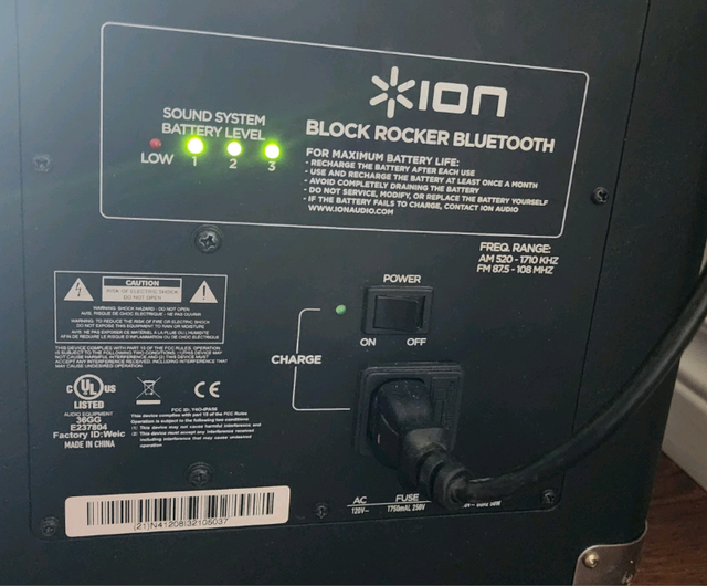 Ion Auiod. BLOCK ROCKER BLUETOOTH AC 120V ( AM-FM) | General ...