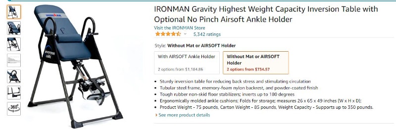 IRONMAN Gravity Highest Weight Capacity Inversion Table | Exercise ...