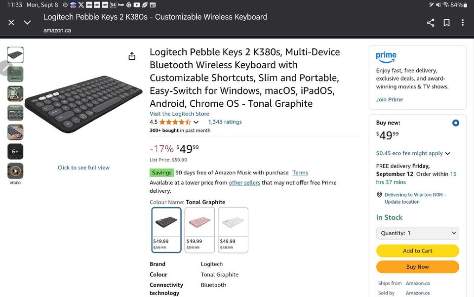 Logitech Pebble Keys 2 K380s, Multi-Device Bluetooth Wireless Ke | Mice ...